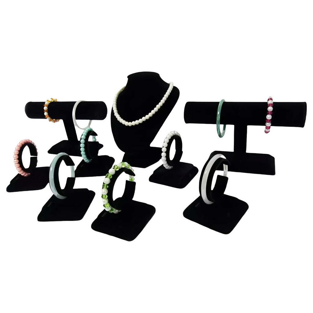 Black Velvet Jewelry Stand Bracelet Storage Box C Shape Vertical Watch ...