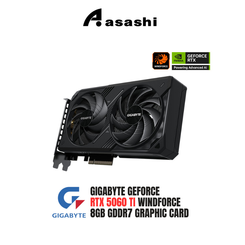 GIGABYTE RTX5060 TI WINDFORCE OC 8GB GDDR7 GRAPHICS CARD ( GV ...