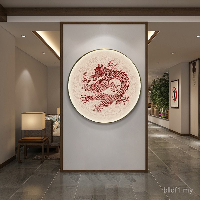 Corak Naga Gaya Cina Baharu Lukisan Gantung Bercahaya untuk Pintu Masuk ...