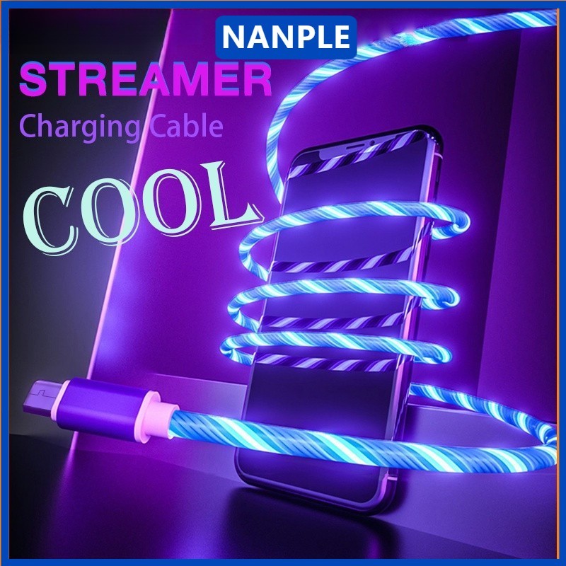 NANPLE Streamer Light USB Cable LED Flowing Light Fast Charging Cable ...
