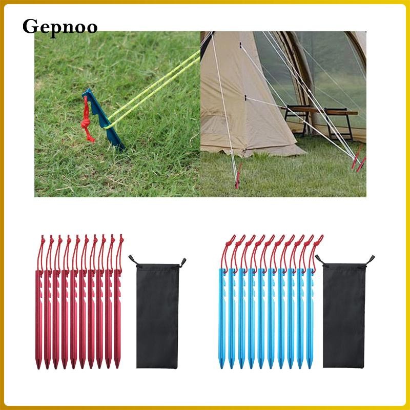 Gepnoo 10 Pieces Tent Stakes Tarp Pegs Anchors Heavy Duty Tent Spikes ...