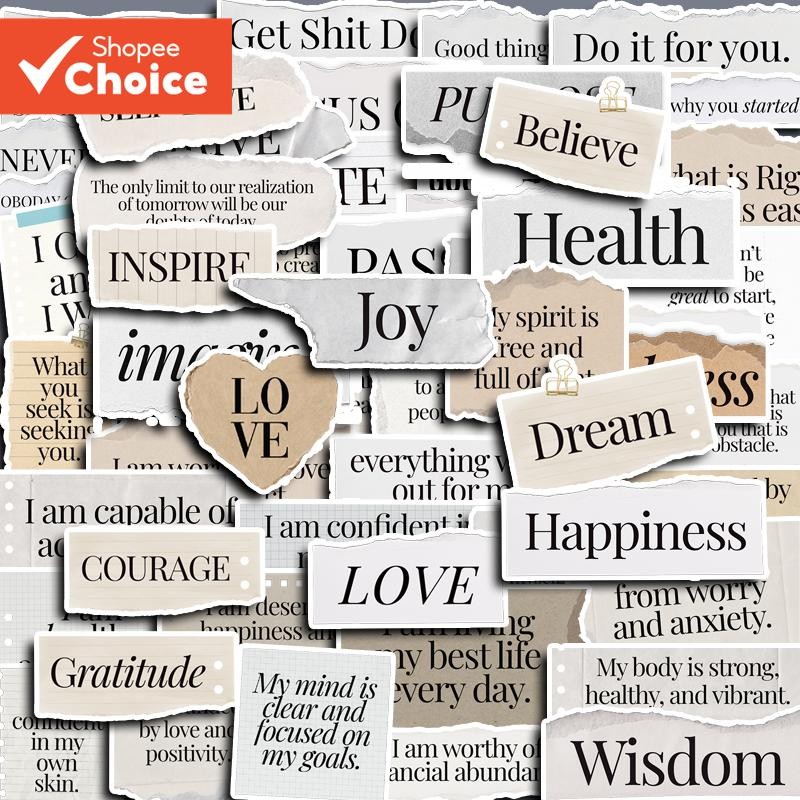 VintageNote 60pcs English Tear-Off Stickers – Retro Sentence Decorative ...