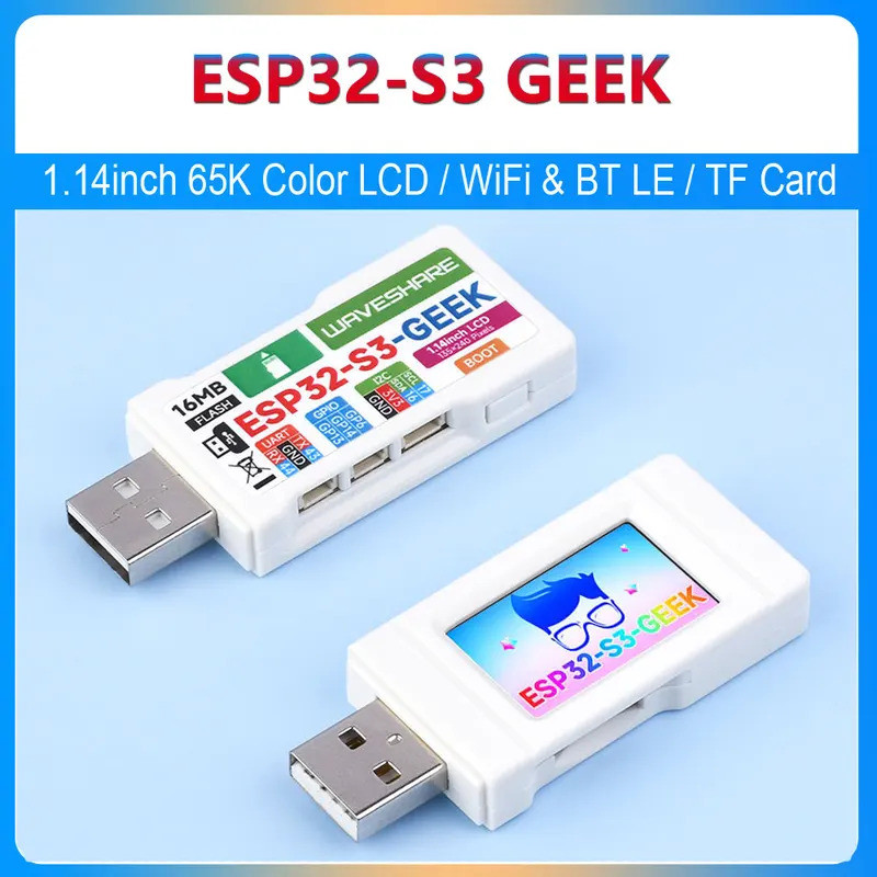 ESP32-S3 GEEK Dengan LCD Warna 1.14 inci USB WiFi/Bluetooth LE ESP32-S3R2 16MB FLASH.TF Slot Kad ...
