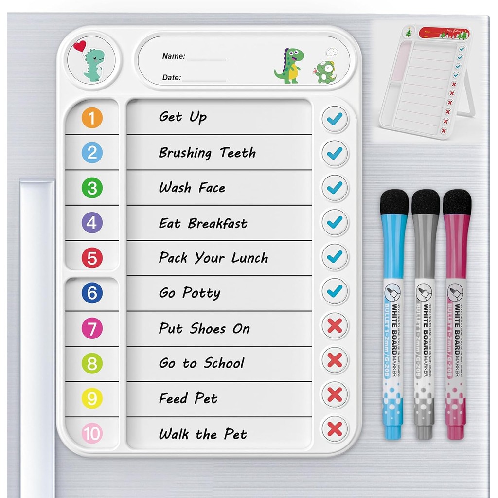 Magnetic Chore Chart for Kids, ADHD Task Tracker Easy-Check Routine Dry ...