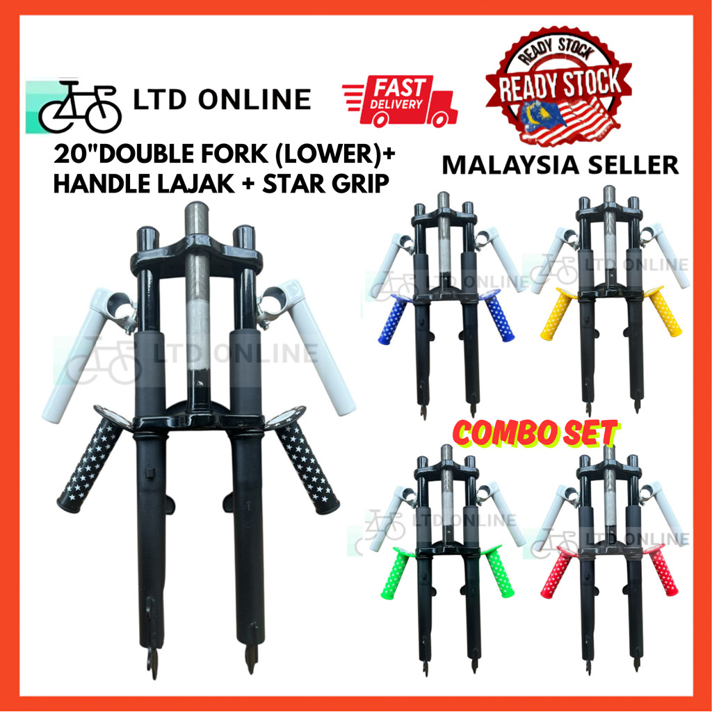 COMBO SET!!!! 20" BICYCLE DOUBLE FORK LOWERED HANDLE STEM HANDLE BAR ...