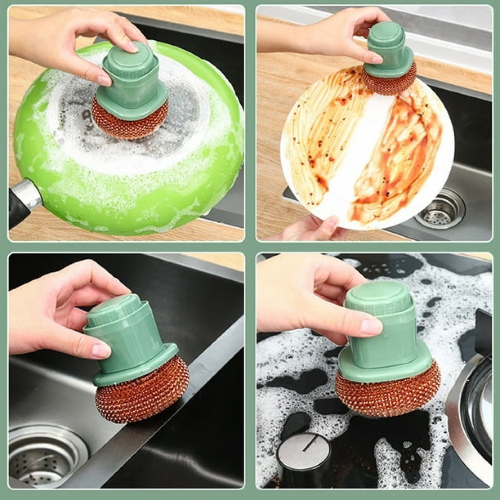 🇲🇾🐻Detachable 2in1 Creative Pot Brush Kitchen Dish Scrubber with Soap ...