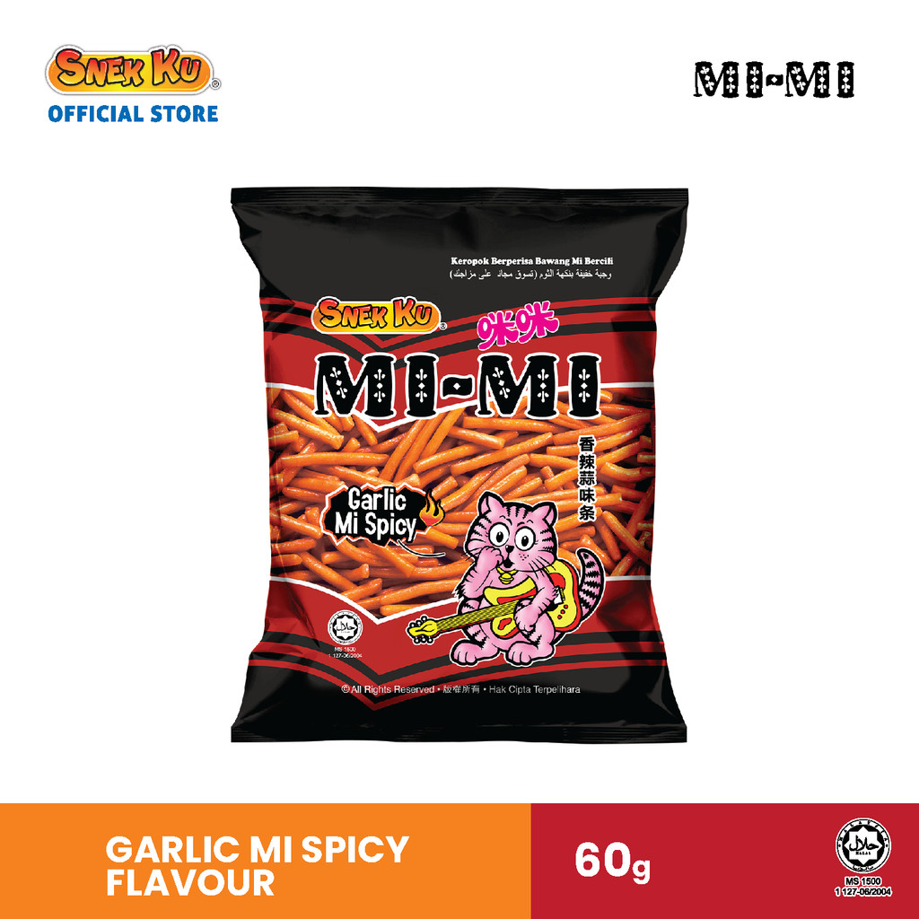 Snek Ku Mimi Garlic Mi Spicy Flavoured Snacks (60g) | Shopee Malaysia
