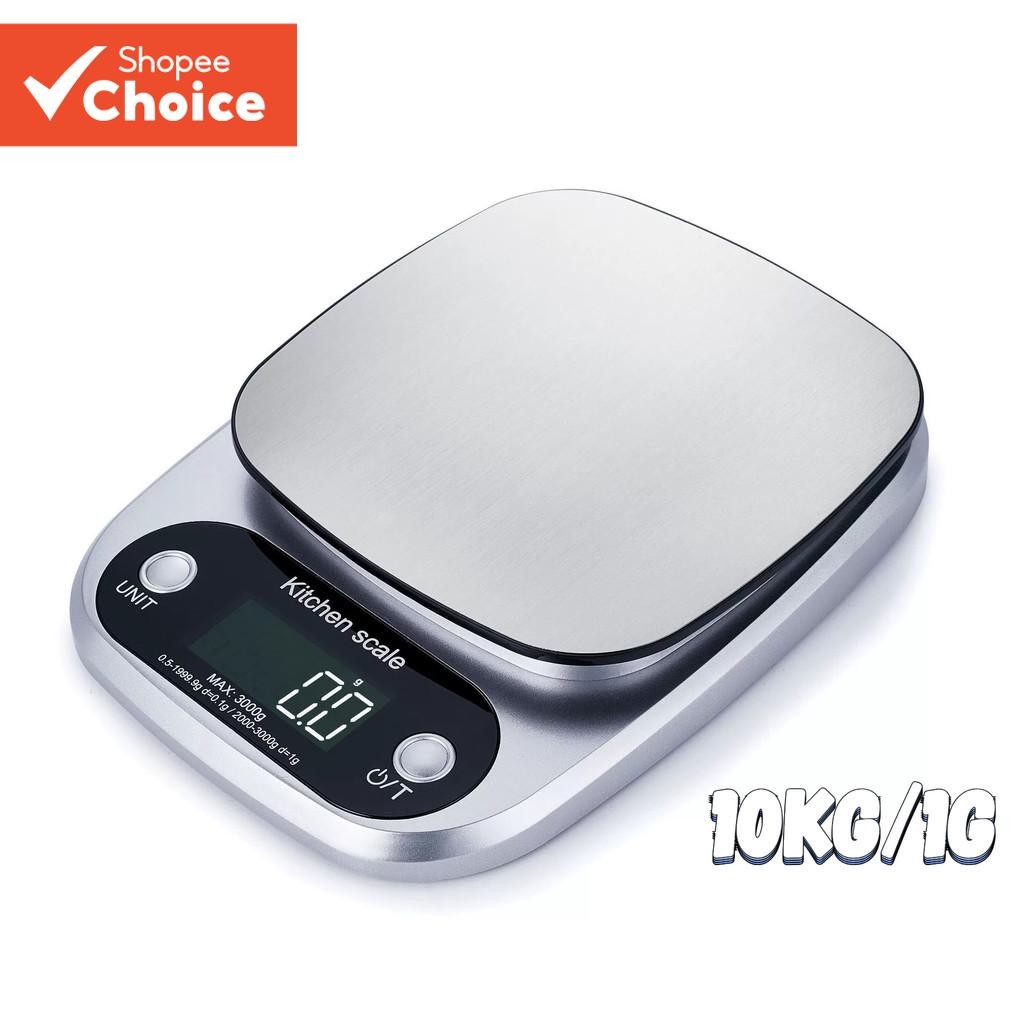 Digital scale 10kg/1g Stainless steel keyboard for weighing food ...