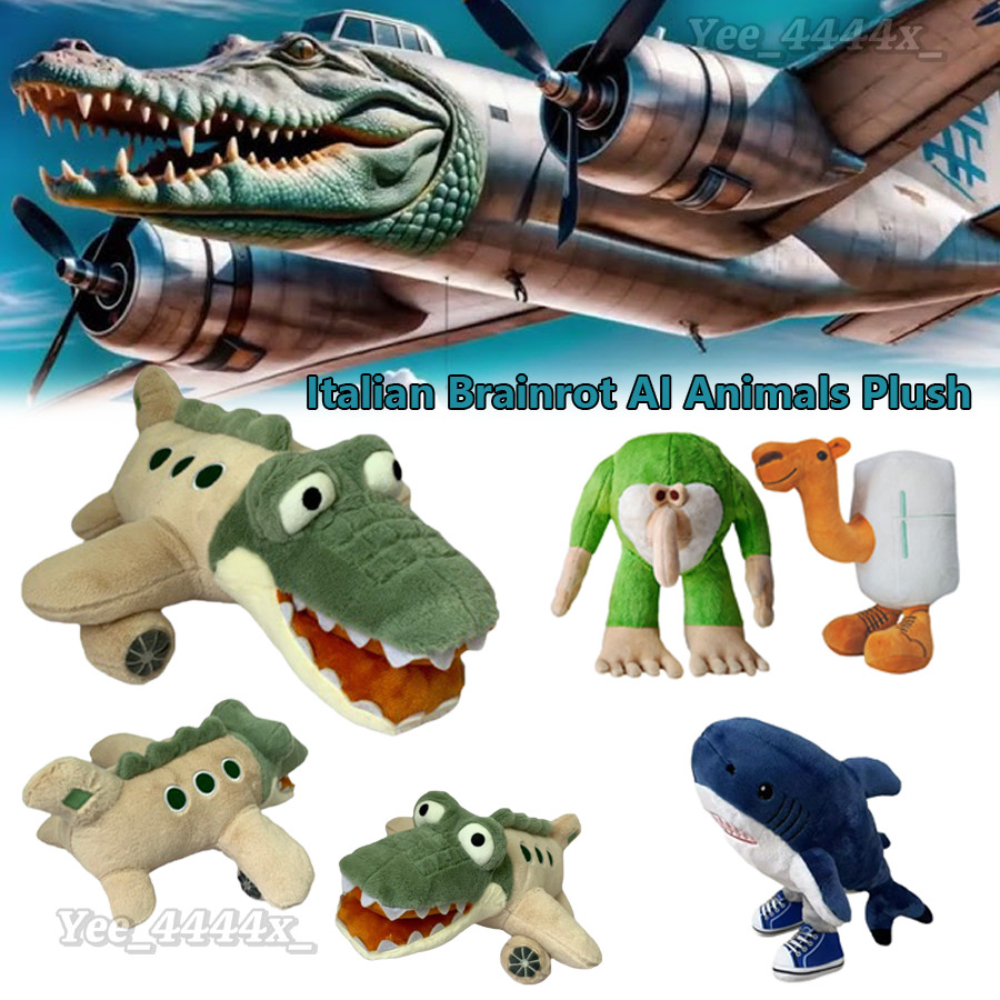 Italian Brainrot Bombardilo Crocodilo Plushie Brainrot Series Tralalero ...