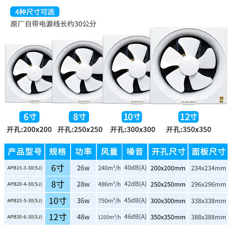 Jinling Exhaust Fan Square Louver High-Power Wall Glass Toilet ...