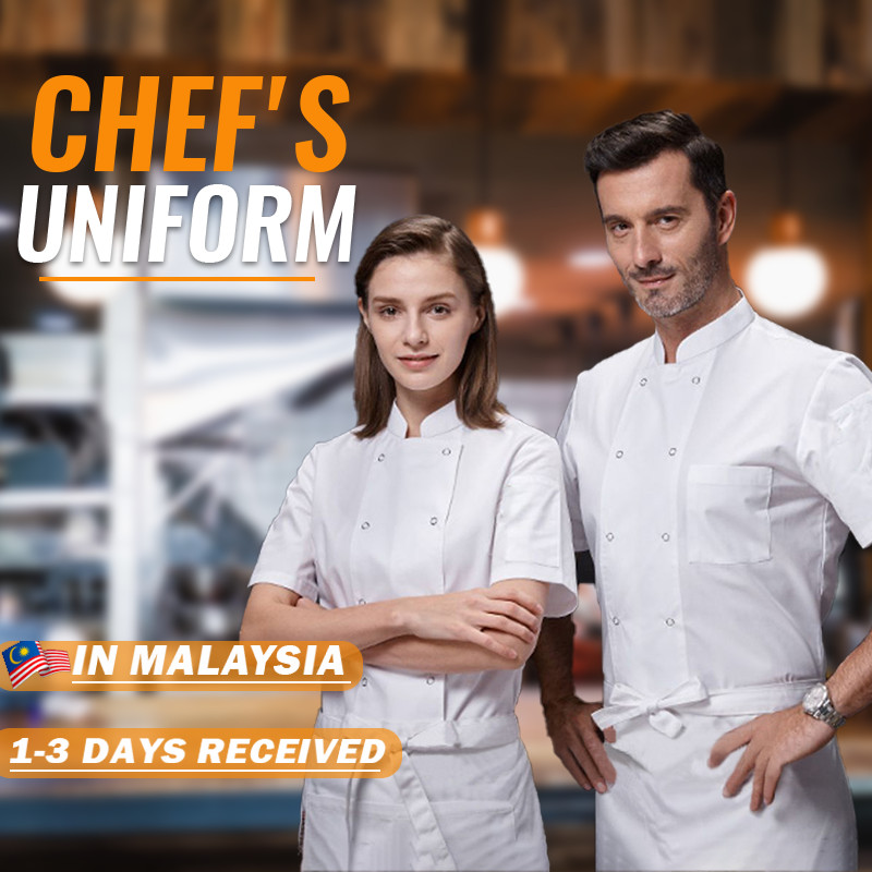 Chef Uniform Short Sleeve S-2XL Chef Clothes Baju Chef Uniform Chef ...