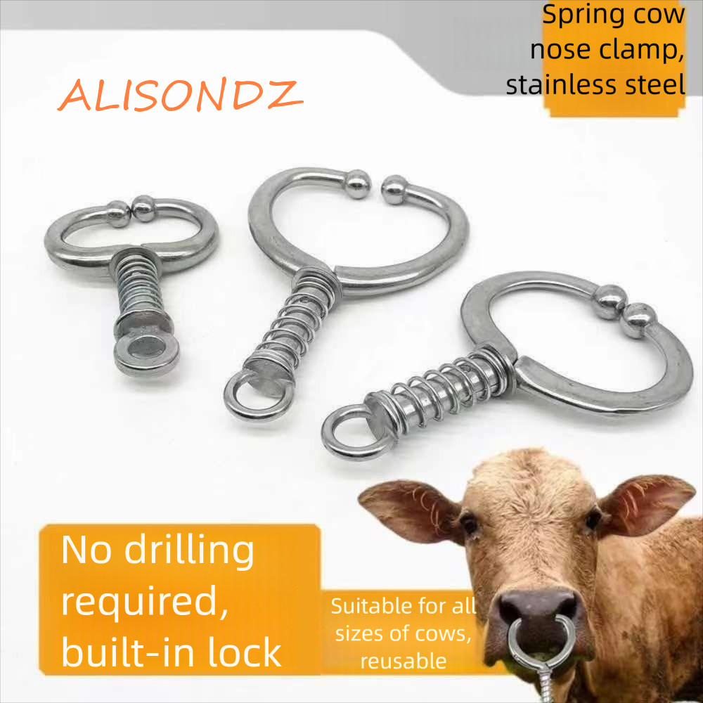ALISONDZ Cattle Nose Ring, No Drilling Stainless Steel Bull Nose Clamp ...