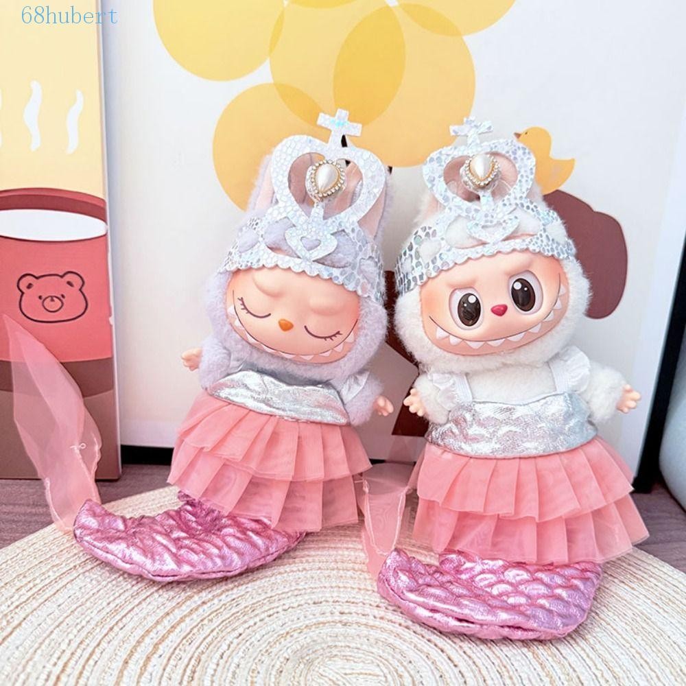HUBERT Labubu Doll's Suit, Mermaid Pearl Crown Sitting Labubu Time ...