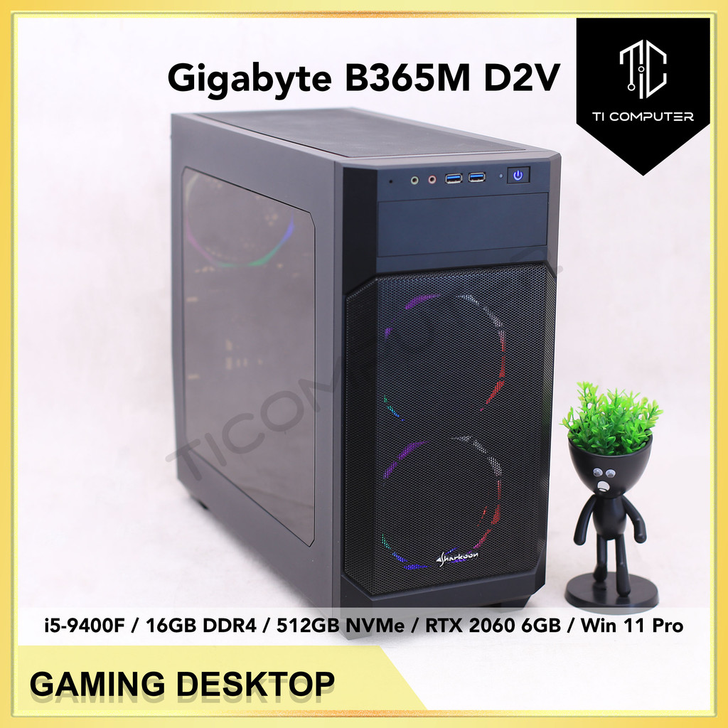 Sharkoon V1000 Gigabyte B365M D2V Intel i5-9400F 16GB DDR4 RAM 512GB NVMe SSD RTX 2060 6GB GPU ...
