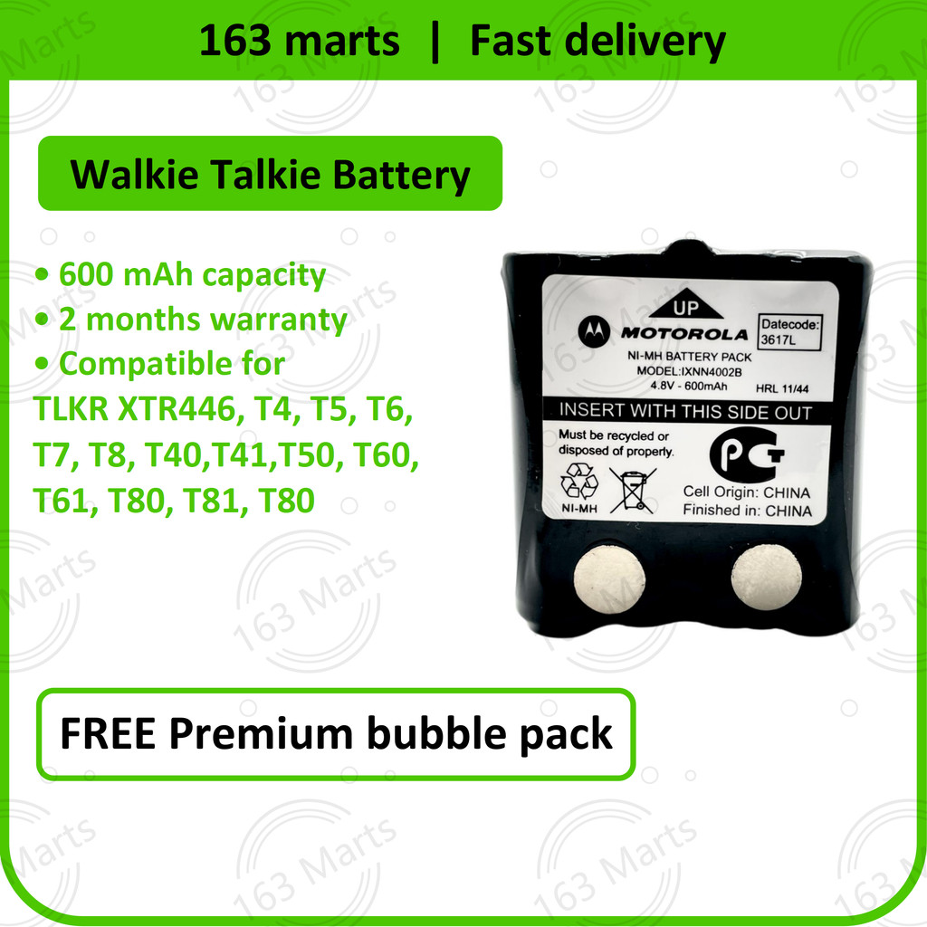 MOTOROLA Walkie talkie battery uniden TLKR T4 T5 T6 T7 T8 T40 T60 T80 ...