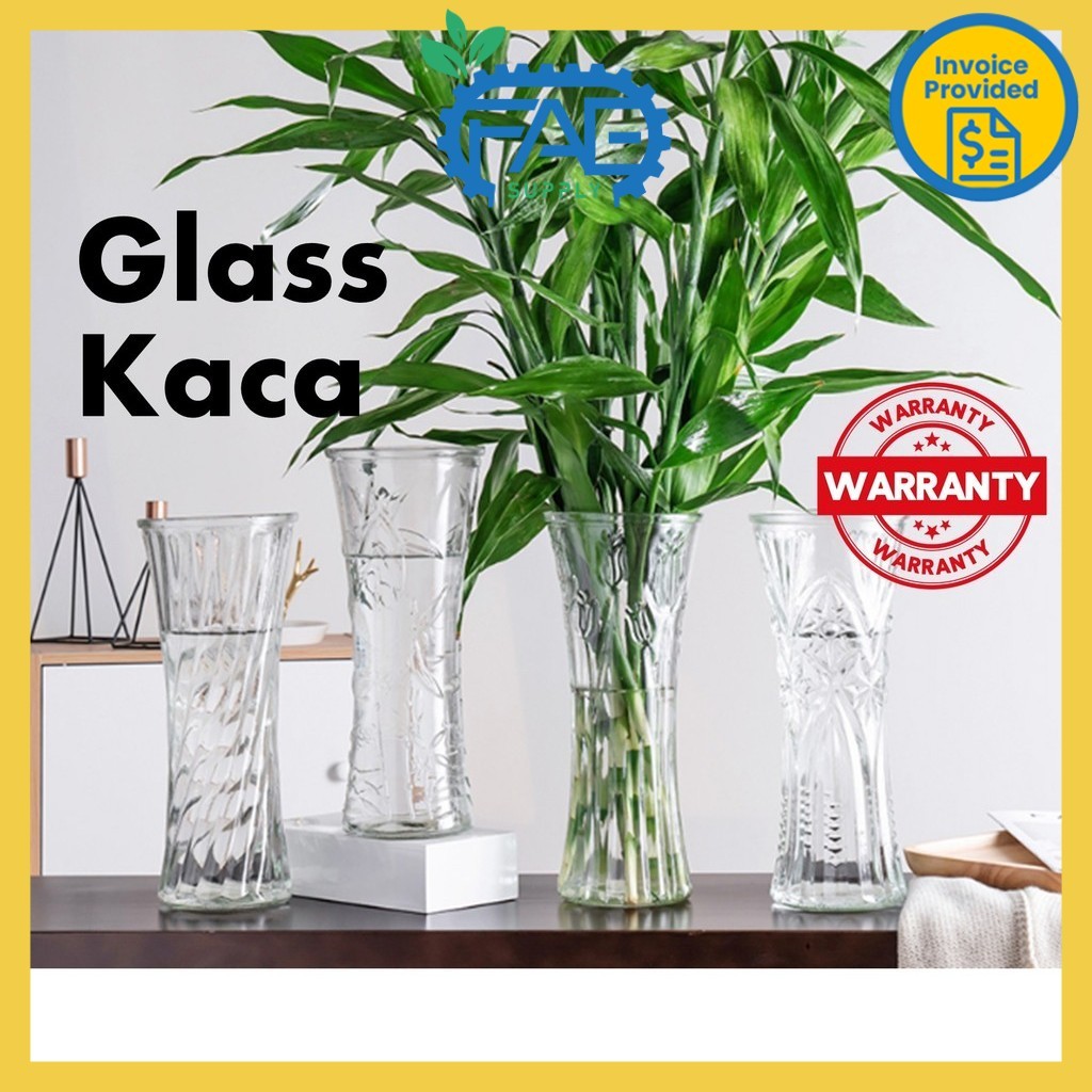 Pasu Kaca Tinggi 25cm 30cm Pasu Gubahan Transparent Glass Vase Flower ...