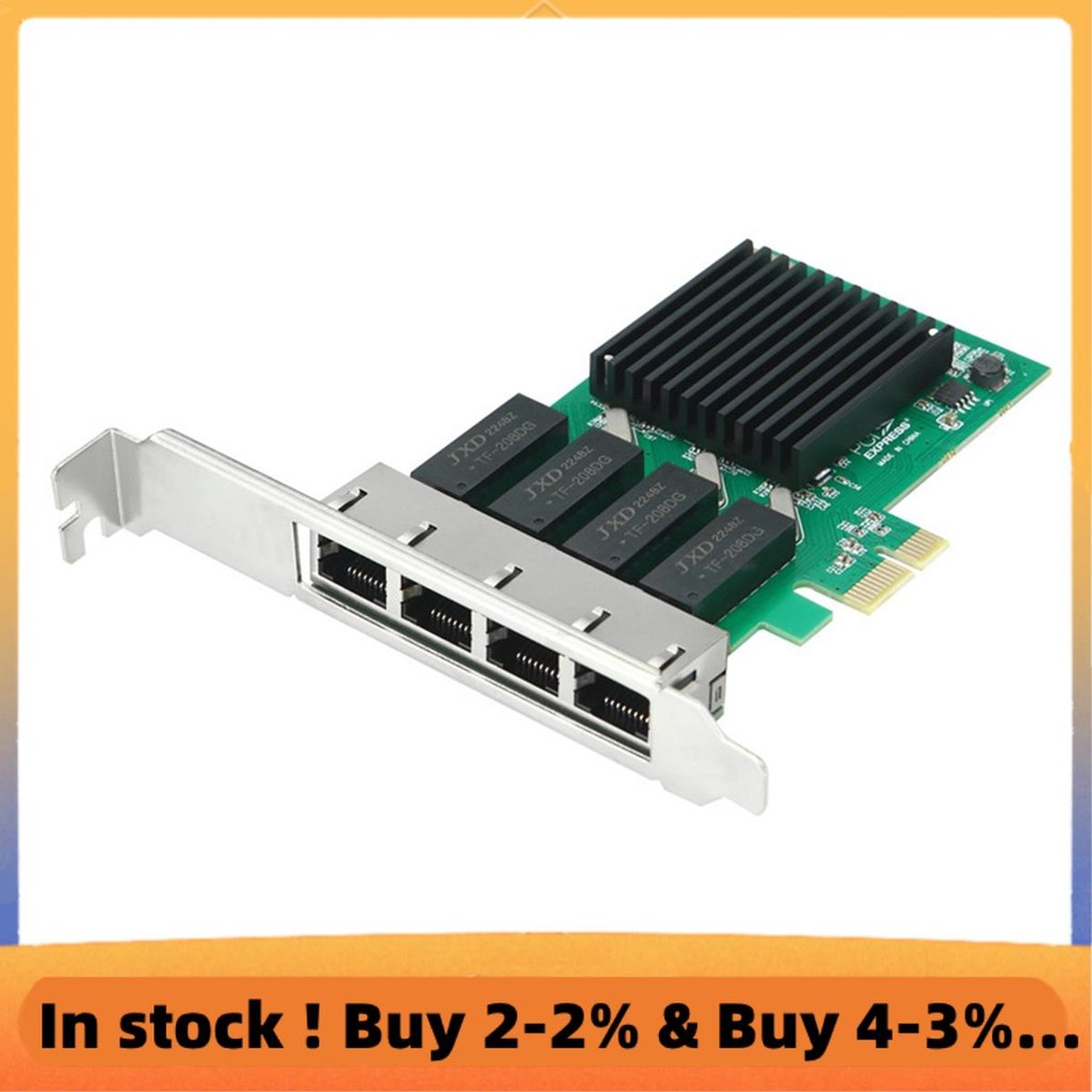 4 Port Network Card PCI Express X1 to RJ45 RTL8111H Chip 10/100/1000Mbps Gigabit Ethernet Lan ...