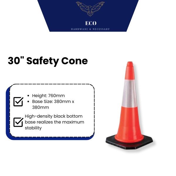 ECO HARDWARE 30" Traffic Cone Safety Road Cone Trafik PVC Heavy Base ...