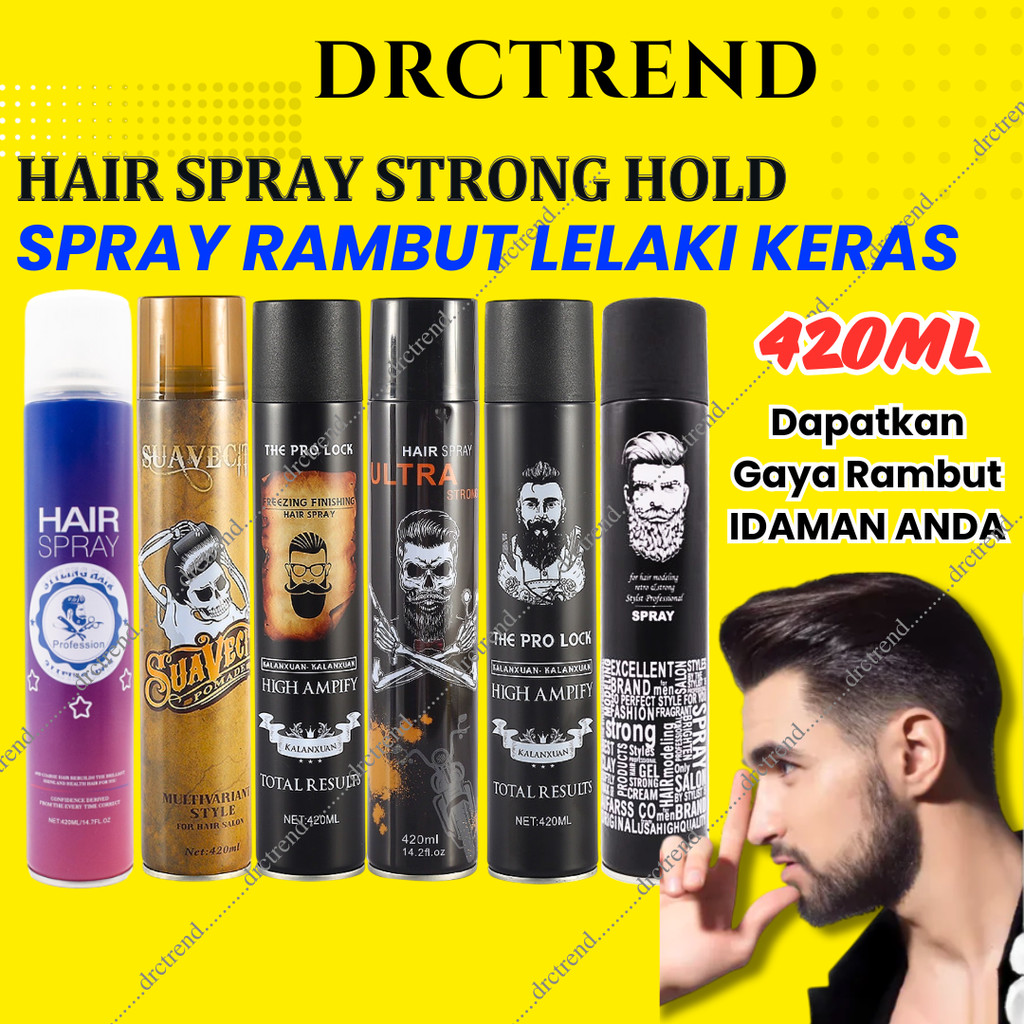 Hair Spray Strong Hold Hair Styling Spray Rambut Lelaki Pengeras Rambut ...