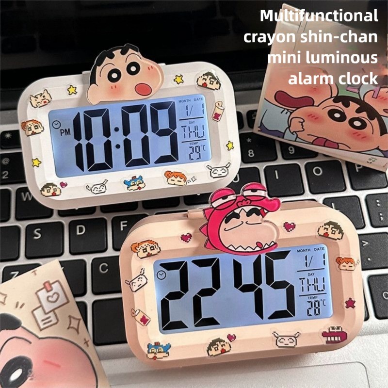 Kuromi Melody Crayon Shin-chan Kids Mini Alarm Clock | Cute LED Night ...