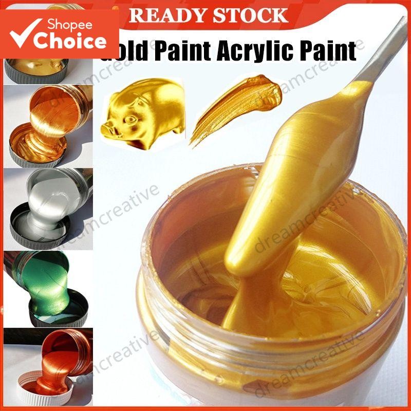 60ml/100ml/300ml Gold Paint Metal Acrylic Painting Waterproof Coloring ...