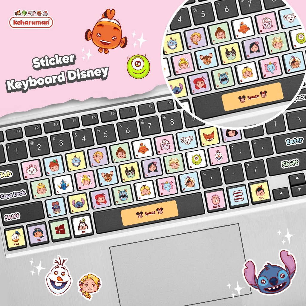 Disney Princess Stitch Frozen Theme Laptop Keyboard Sticker | Shopee ...