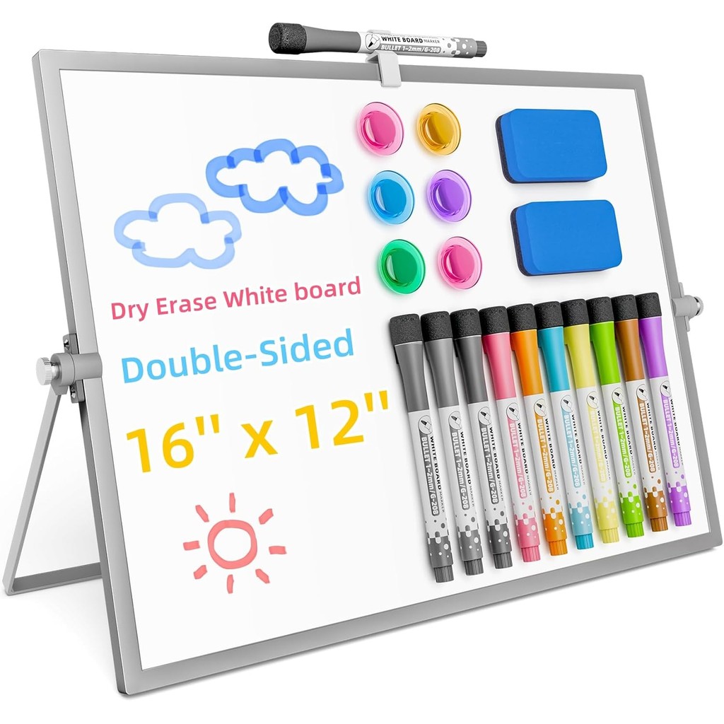 Grtard Magnetic Dry Erase Board with Stand, 16''x12'' Double-Sided ...