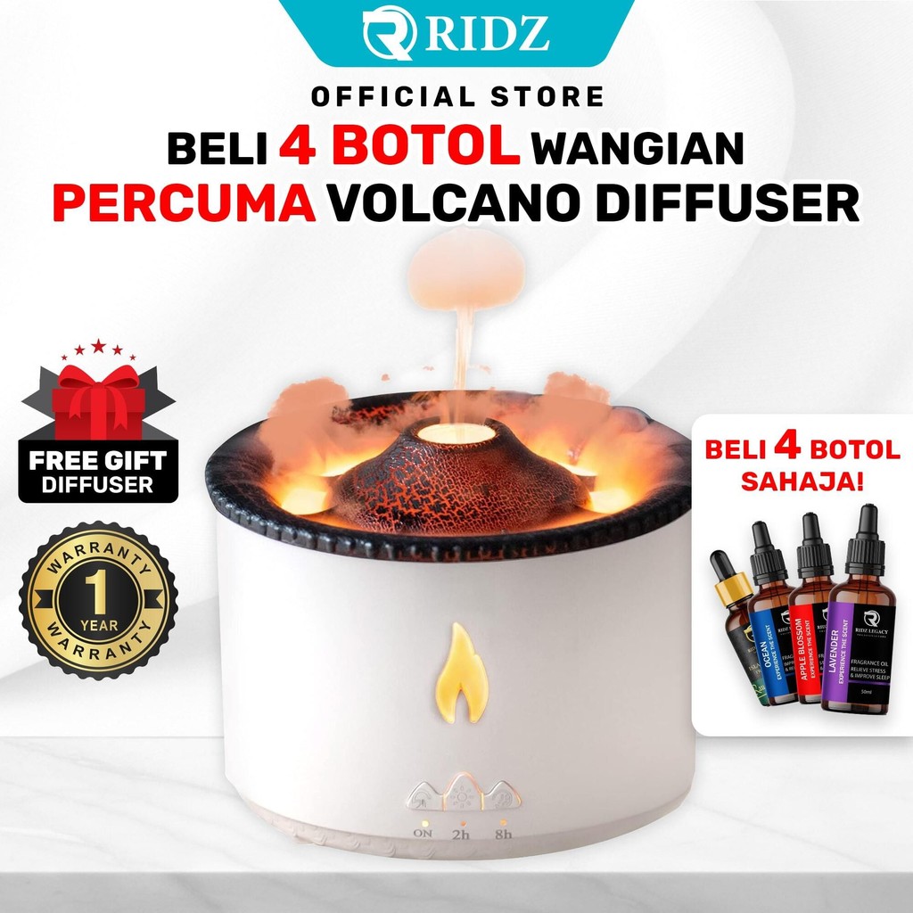 Ridz Beli 4 Wangian Percuma Volcano Diffuser White Rumah Mewangi ...