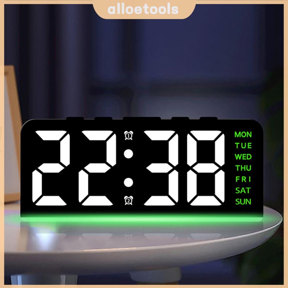 LED Digital Alarm Clock Electronic Wall Clock Large Number Display ...