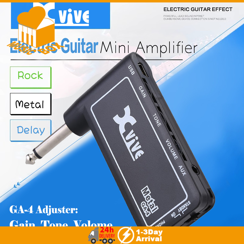 Xvive Mini Rechargeable Electric Guitar Plug Headphone Amp Amplifier GA ...