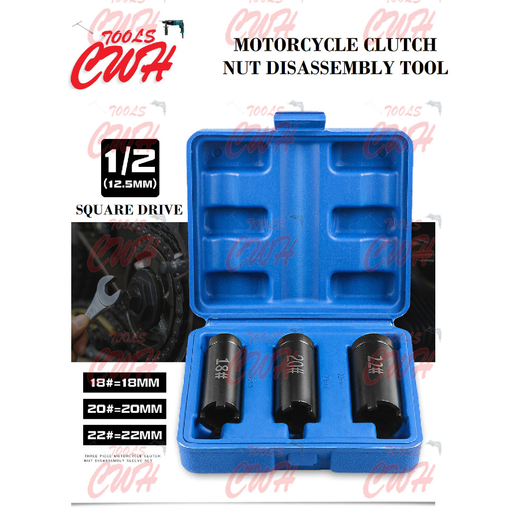 3PCS 18-22MM MOTORCYCLE CLUTCH LOCK NUT DISASSEMBLY SOCKET TOOL SET ...