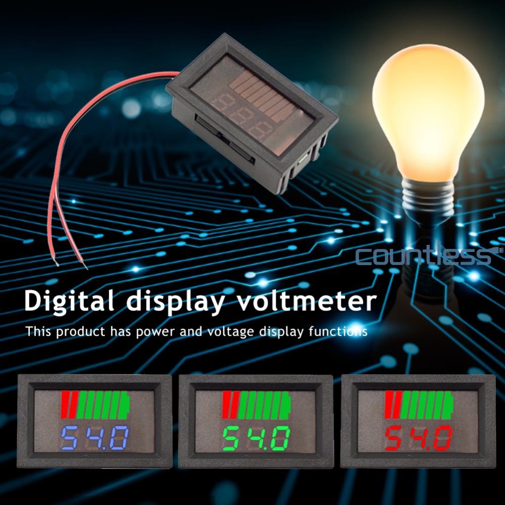 LCD Digital Dual Display Voltmeter Meter Battery Capacity Indicator ...