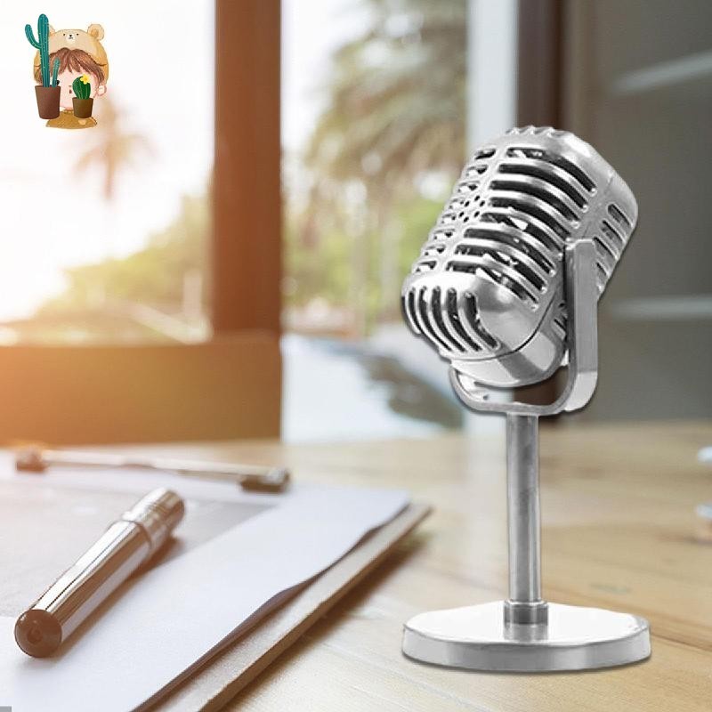 Vintage Retro Microphone Prop - Realistic Decorative Faux Mic with ...