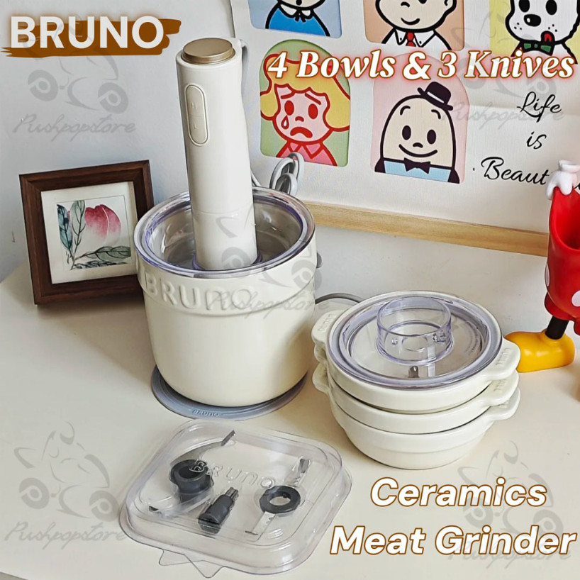 🔥MY STOCK🔥 BRUNO Ceramics Meat Grinder Blender Chopper 1.2L 4 Bowls & 3 ...