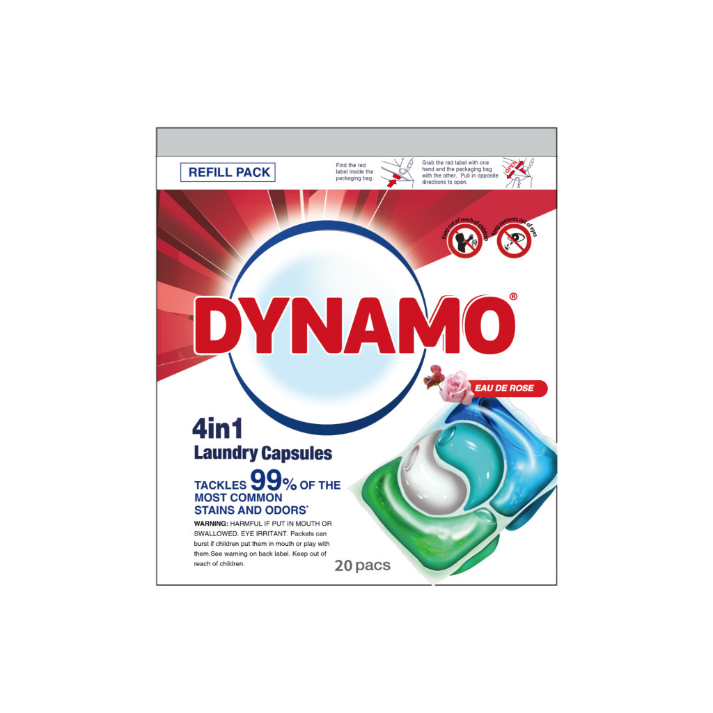 DYNAMO 4 In 1 Odor Remover Colour Care Fresh Rose Laundry Capsule ...