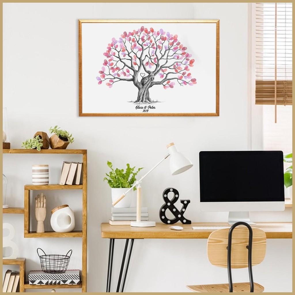 Fingerprint Tree Canvas Wedding Wall Art Guest Book Large Wedding ...