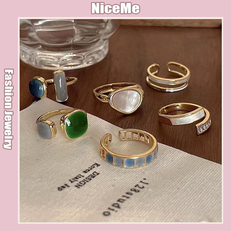 Women's Fashion Ins Style Rings High-End Adjustable Rings Retro Color ...