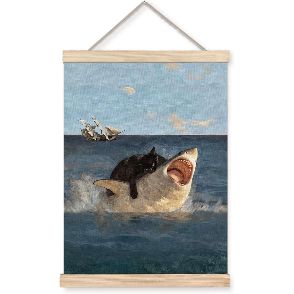 Foritho Lucu Renaissance Kucing Hitam Gemuk Vs Shark Meme Poster ...