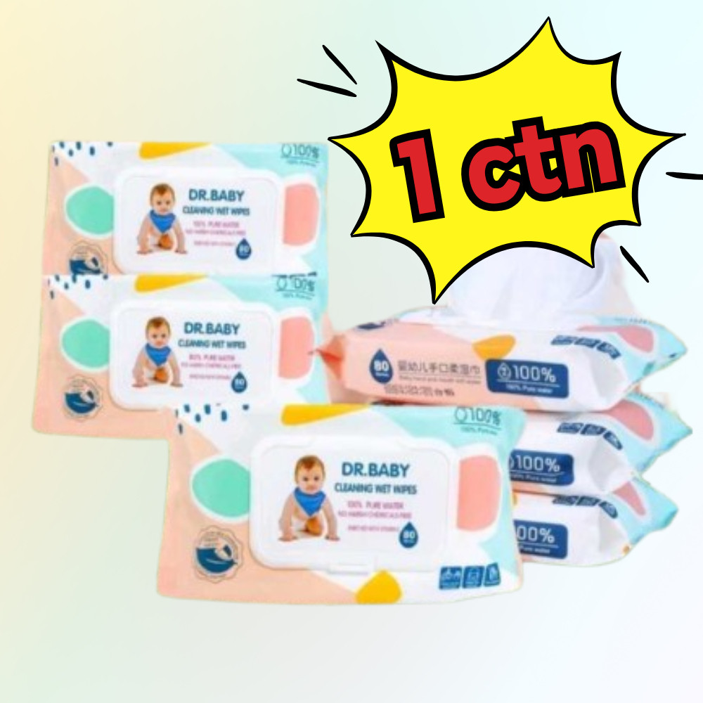 [1BOX] Baby Wet Wipes 80 Pek | Tisu Basah Bayi - Alcohol Free, Paraben ...