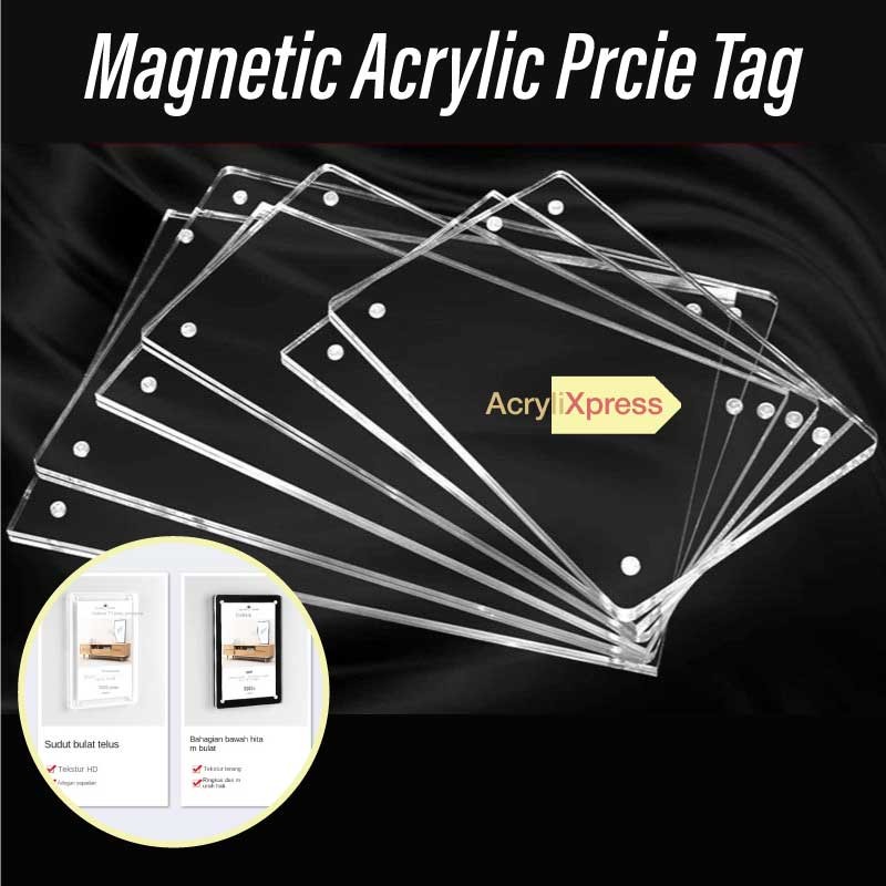 Acrylic Strong Magnetic Panel Transparent Table Card Price Tag Label ...