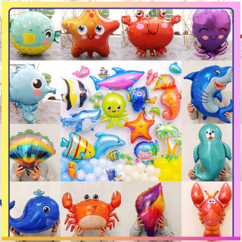 [Sea Animal Balloon] Seahorse Balloon Shark Balloon Dolphin Balloon ...