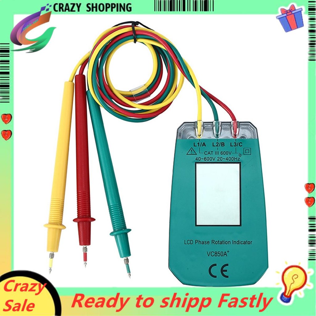 3 Phase Tester Digital Phase Indicator Detector LED Phase Sequence ...