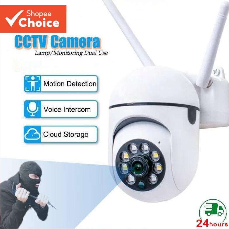 360 Degree WiFi Waterproof IP Security Camera FHD CCTV-Light Flash ...