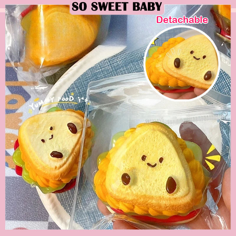 6 Layers Sandwich Squishy Toy Thick Detachable Soft Cute Squeeze Toy ...