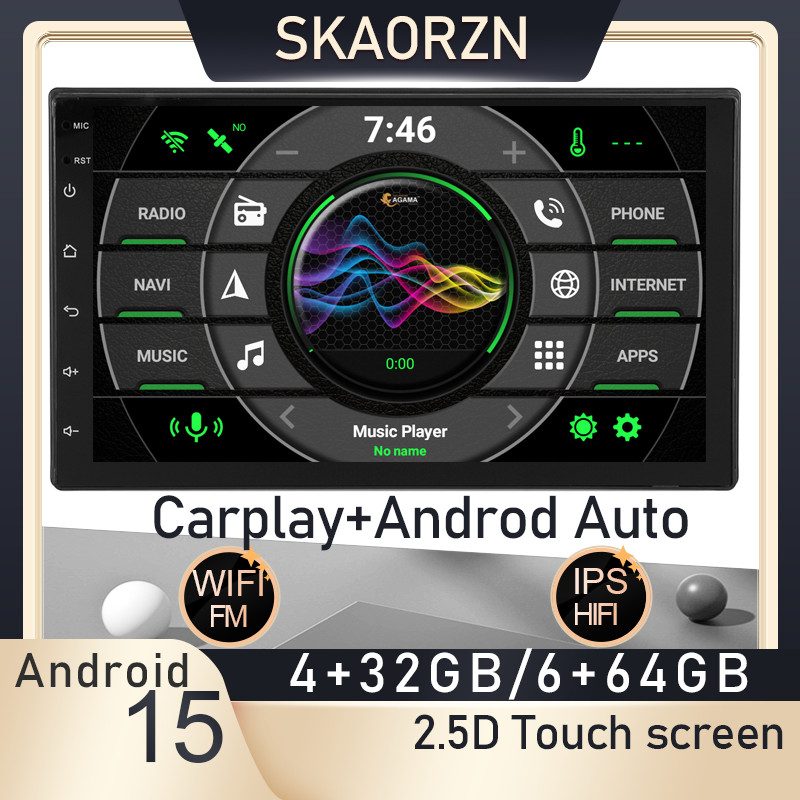 SKAorzn 7inch 6+64G 4+32G Android15 carplay android auto 2din Car android headunit stereo Radio ...