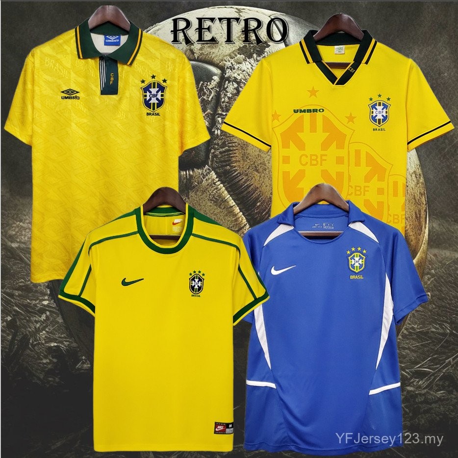 Retro 1991 93 94 1998 2002 Brazil Home Vintage Soccer Jersey | Shopee ...