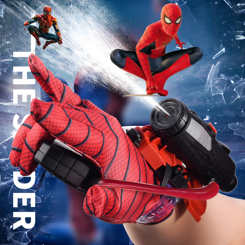 Spiderman Launch Water Gun Manual Press Burst Toy Children Wearable Arm ...