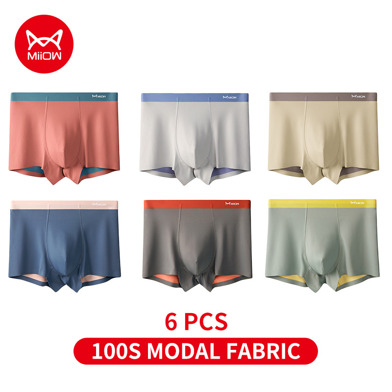 MiiOW 6Pcs Boxer Briefs Man Modal Underwear Ice Silk Lightweight 5A ...