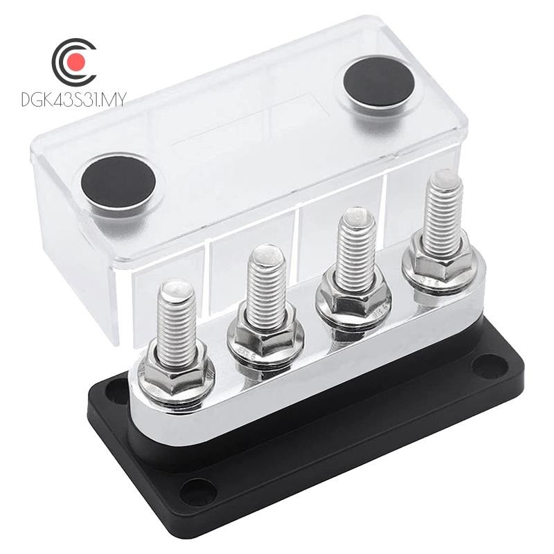 600A Bus Bar 4-Stud (3/8 Inch) M10 High Current Copper Busbar Terminal Block Marine DC 12V 24V ...
