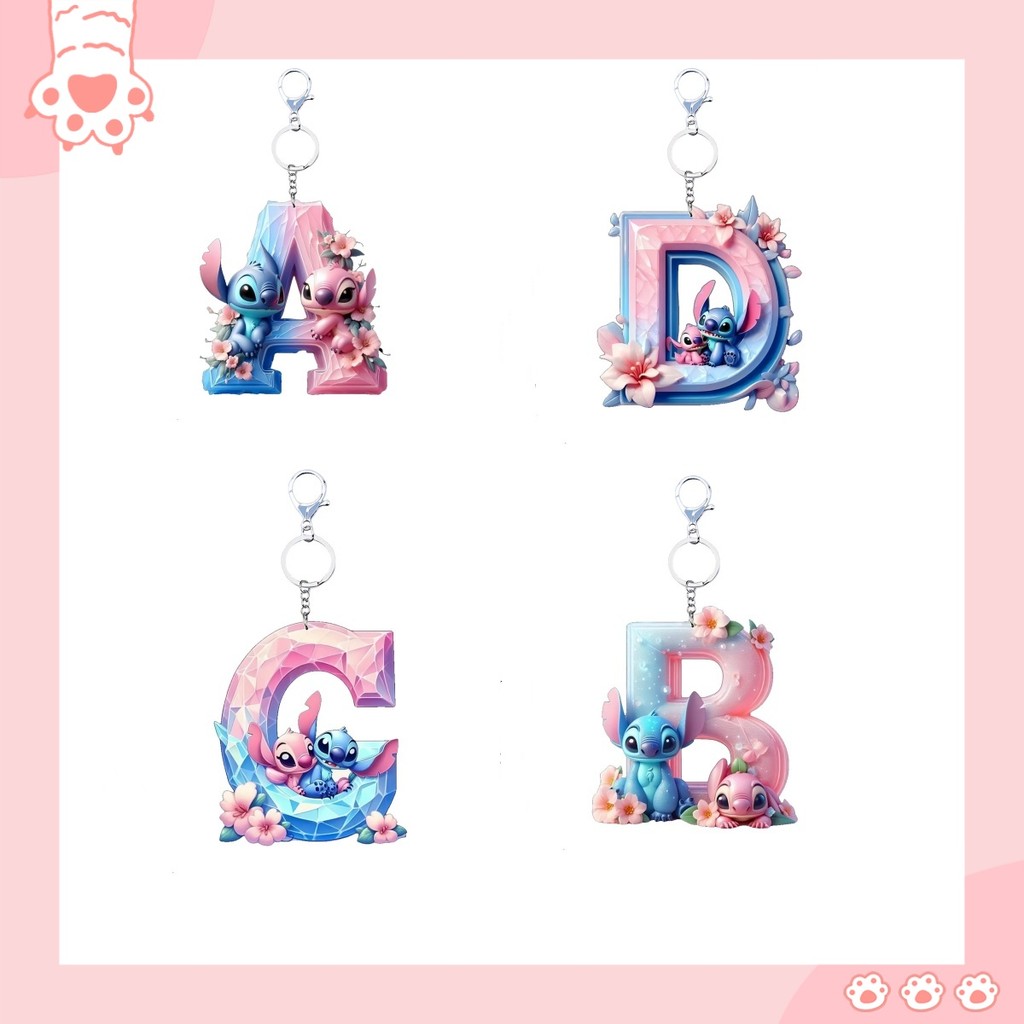 Disney acrylic keychain cute cartoon flat 2D status English letters ...